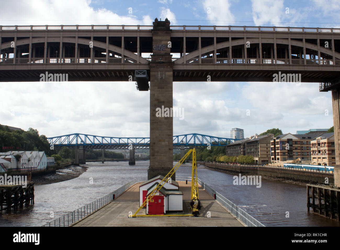 The High Level Bridge, road and railway bridge spanning the River Tyne ...