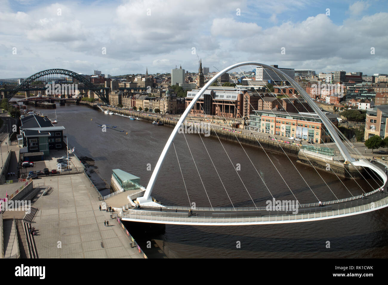 The Gateshead Millennium Bridge, a pedestrian and cyclist tilt bridge ...