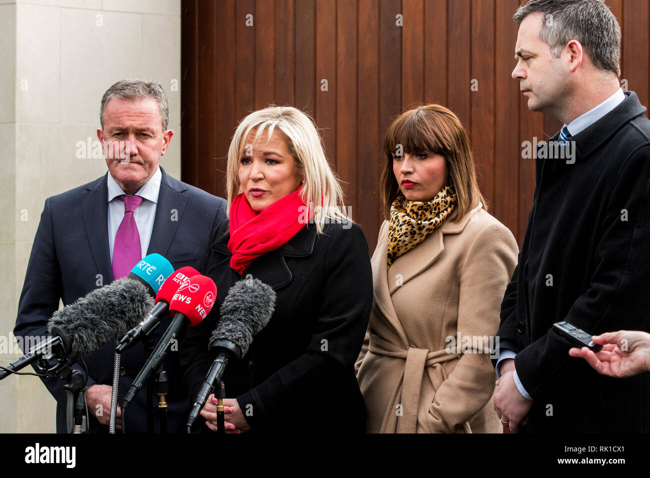 (left to right) Conor Murphy MLA, Sinn Fein leader at Stormont Michelle ...