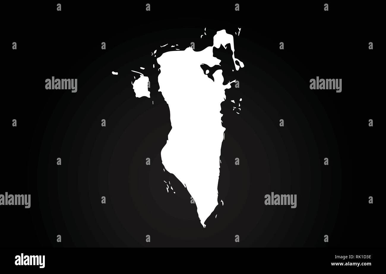 Bahrain black and white country border map logo design. Black ...