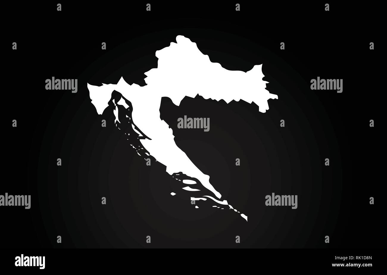 Croatia black and white country border map logo design. Black ...