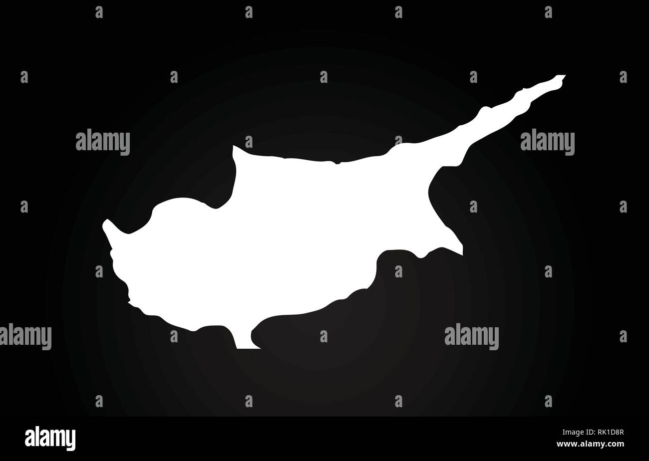 Cyprus black and white country border map logo design. Black background ...