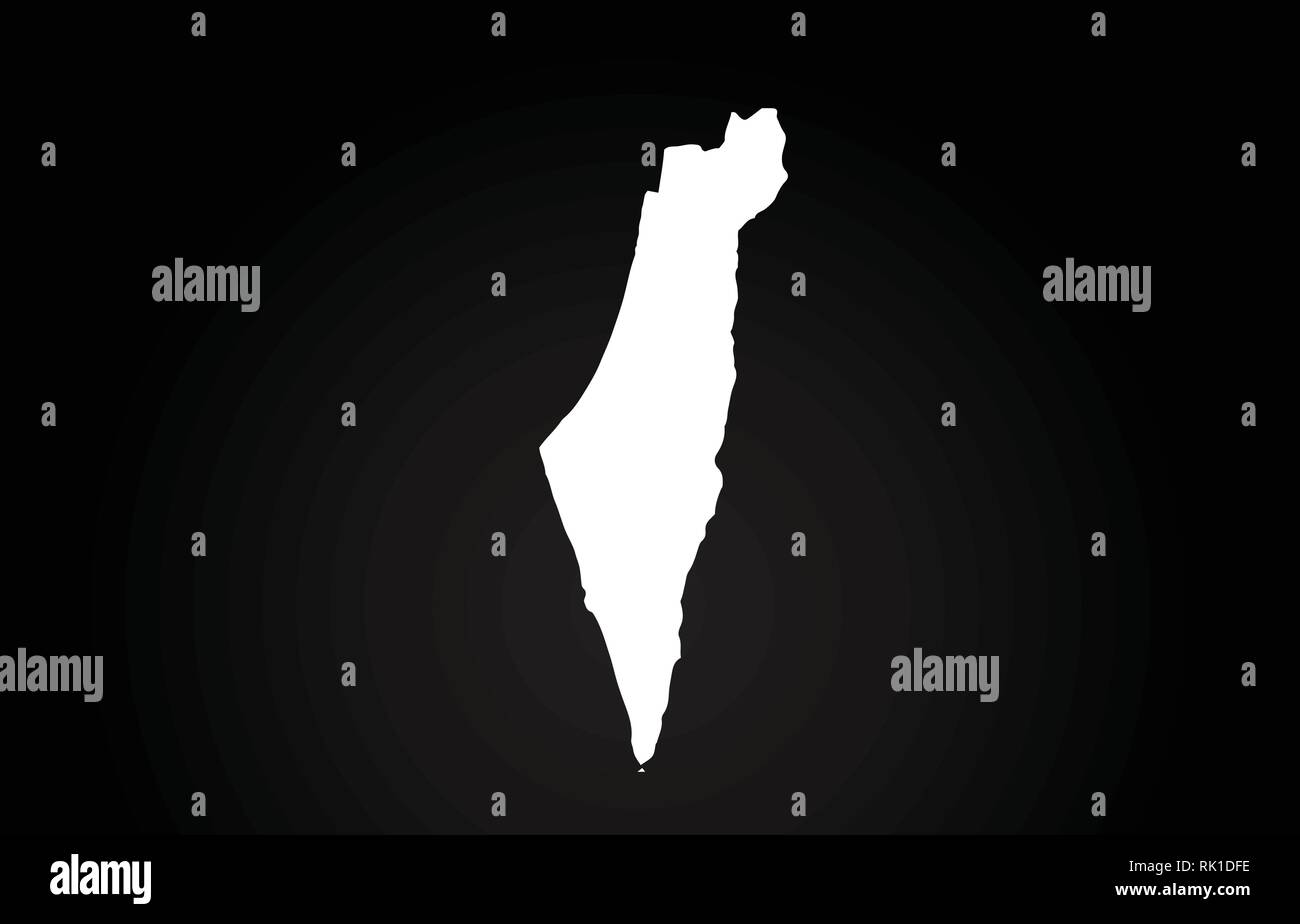 Israel black and white country border map logo design. Black background ...