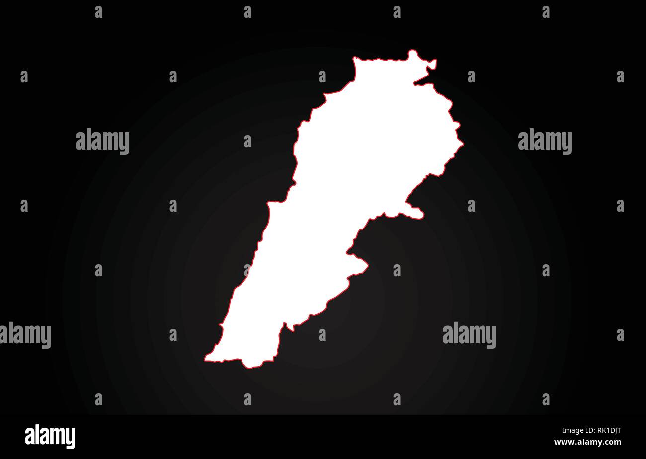 Lebanon black and white country border map logo design. Black ...