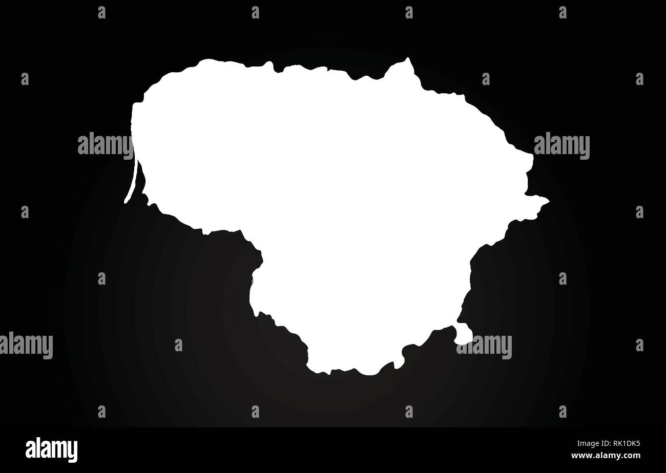 Lithuania black and white country border map logo design. Black ...
