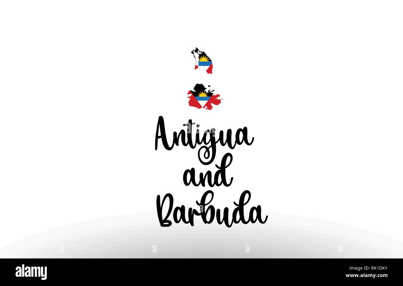 Antigua and Barbuda country big text with flag inside map suitable for ...