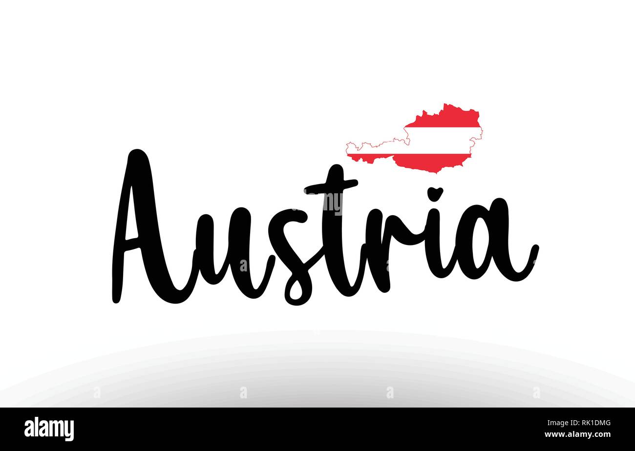Austria country big text with flag inside map suitable for a logo icon ...