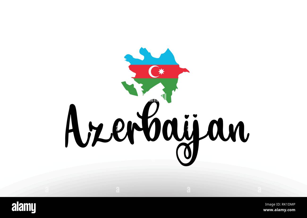 Azerbaijan country big text with flag inside map suitable for a logo ...