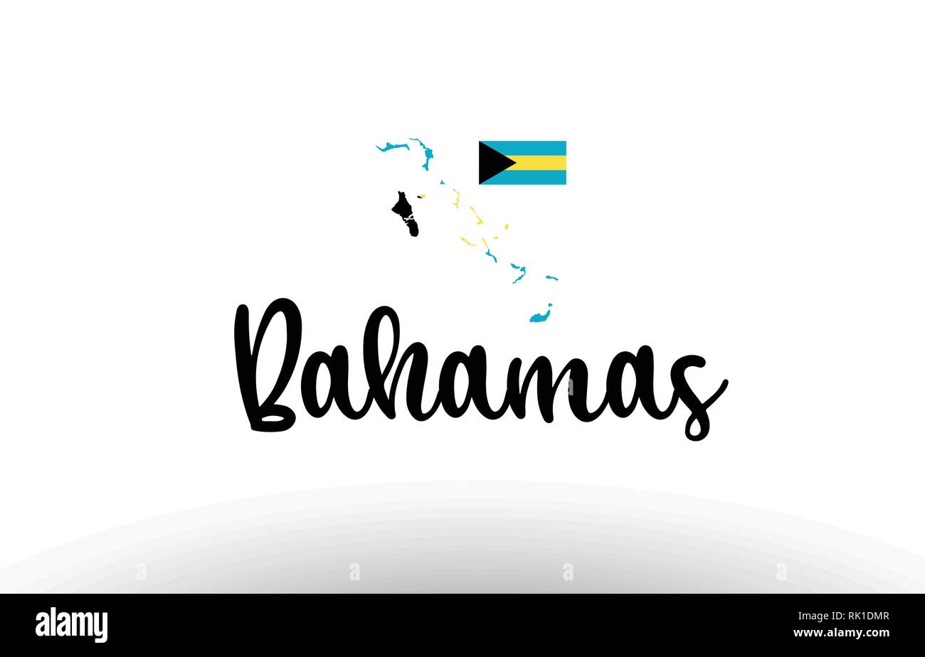 The Bahamas country big text with flag inside map suitable for a logo ...