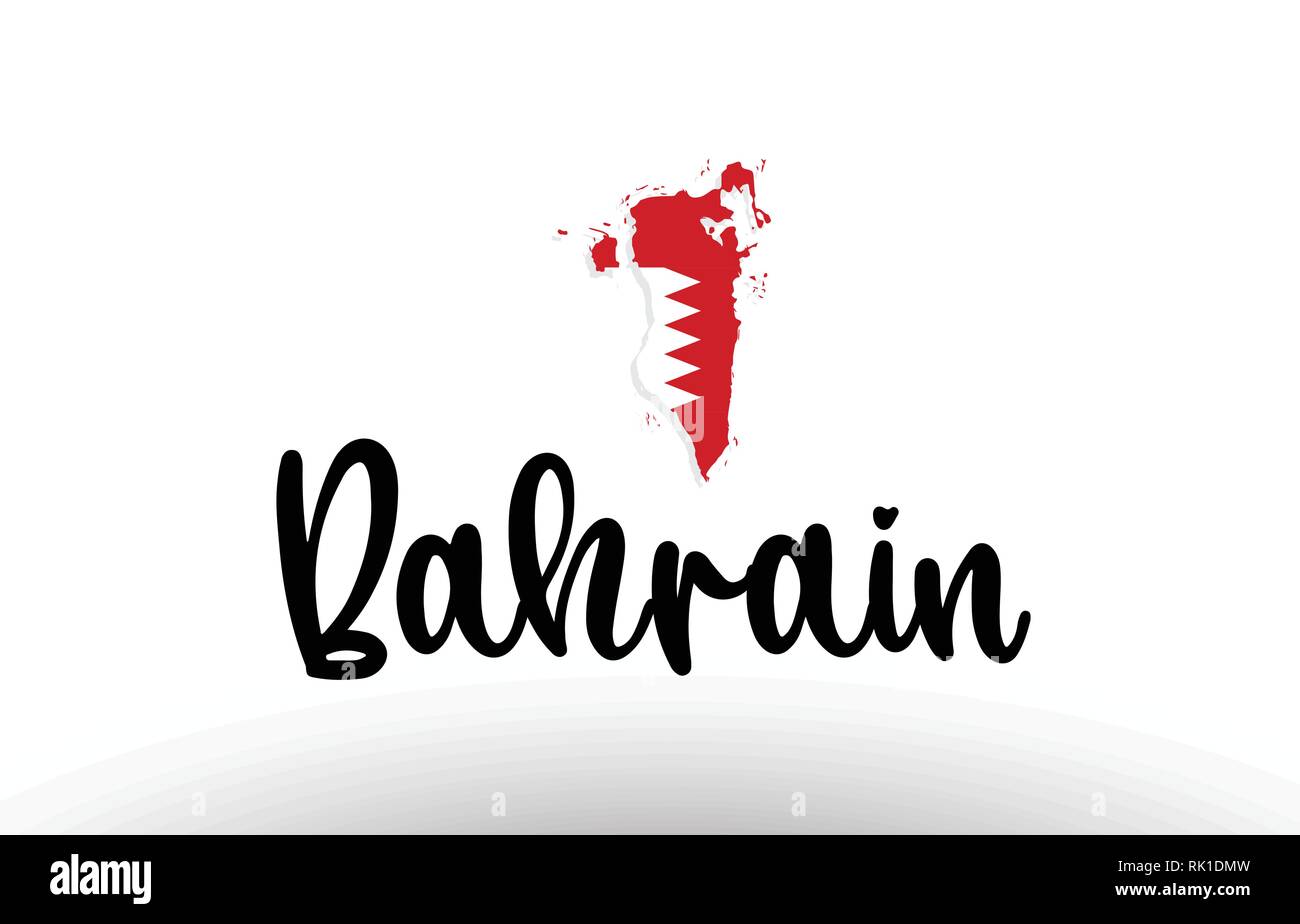 Bahrain country big text with flag inside map suitable for a logo icon ...