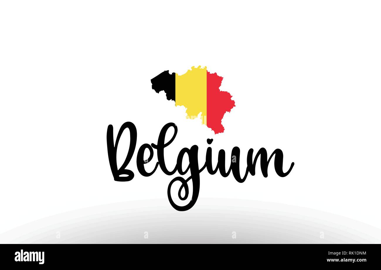 Belgium country big text with flag inside map suitable for a logo icon ...