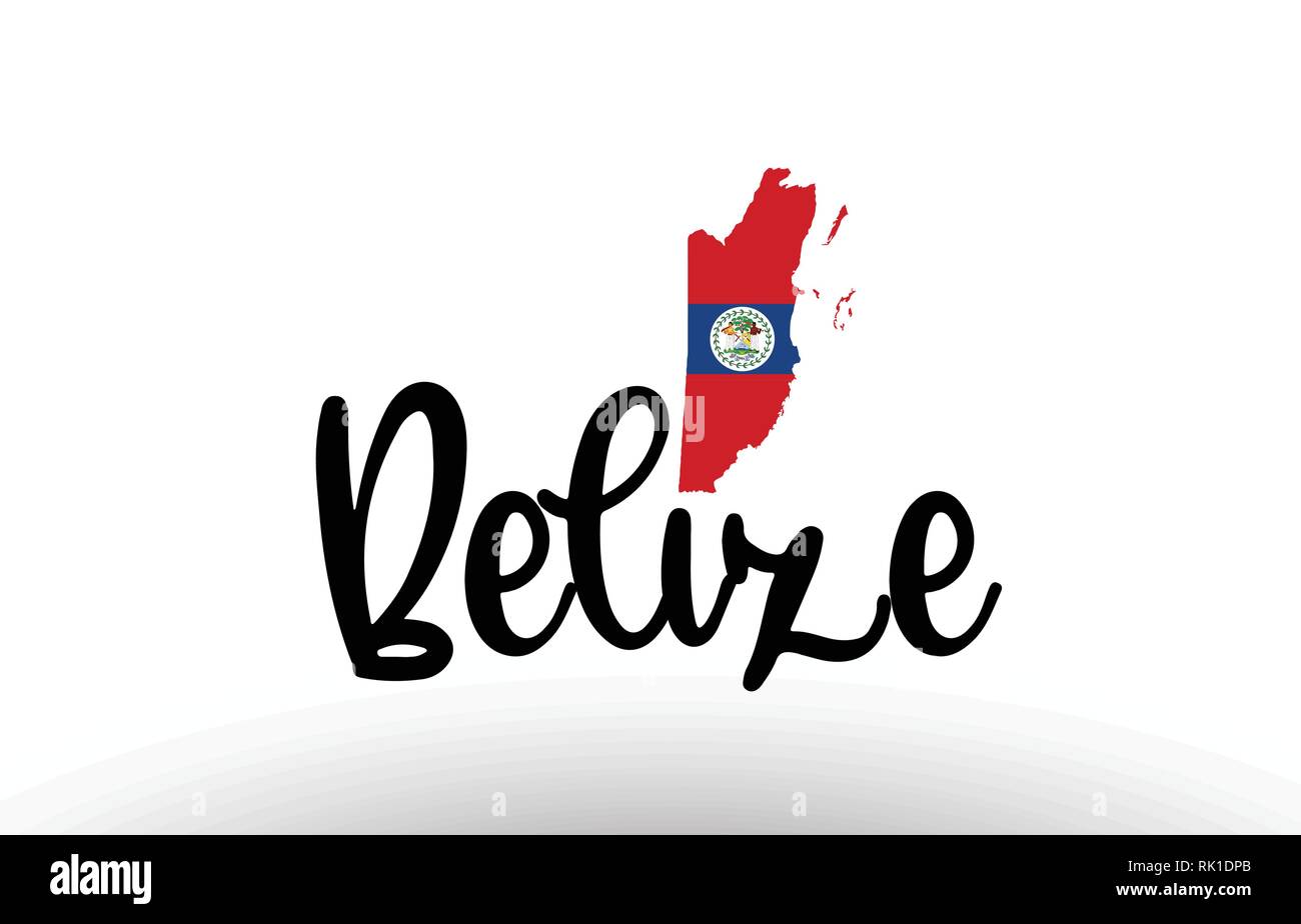 Belize country big text with flag inside map suitable for a logo icon ...