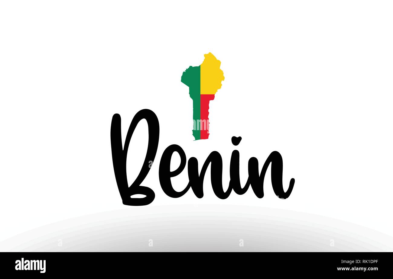 Benin country big text with flag inside map suitable for a logo icon ...