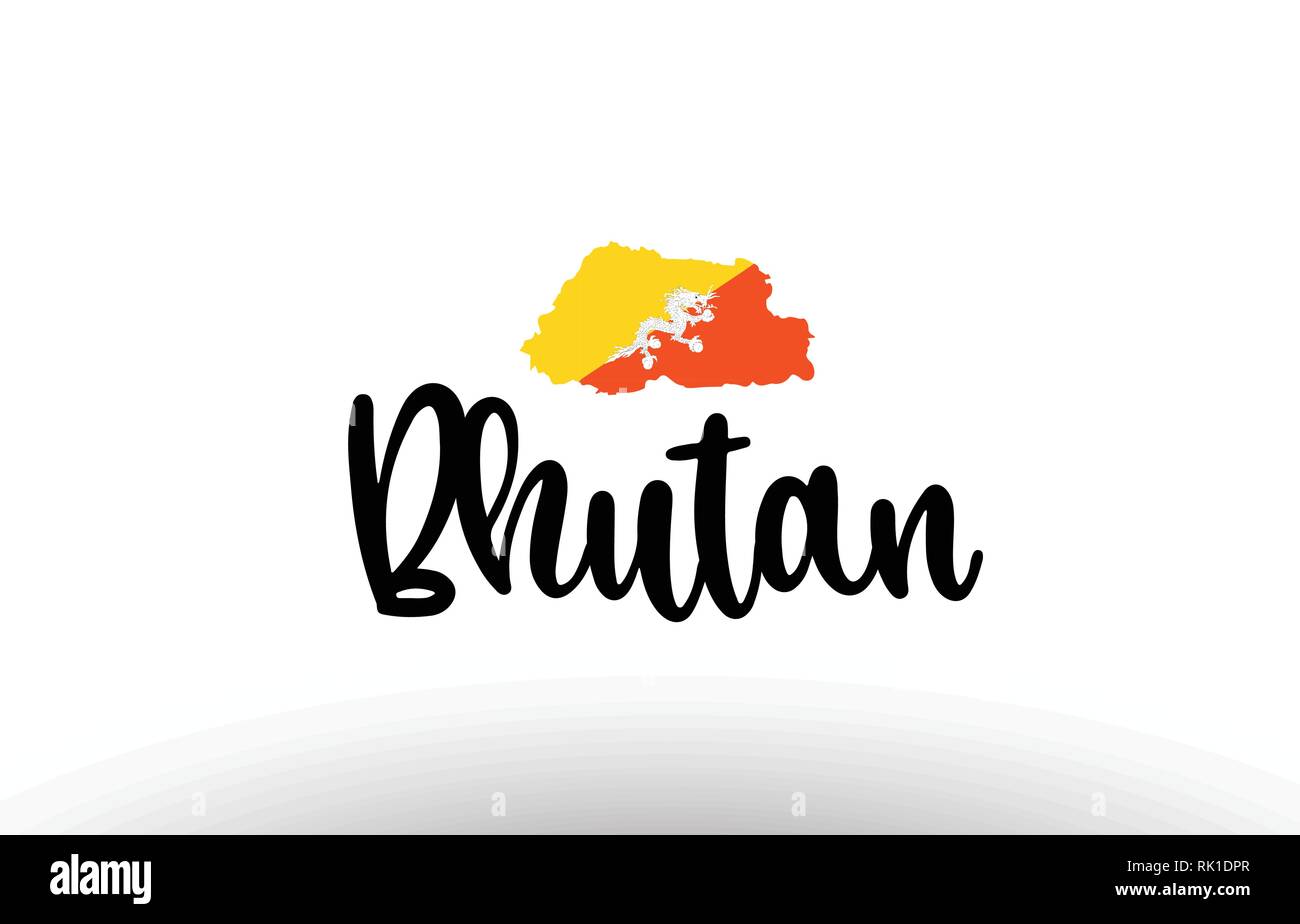 Bhutan country big text with flag inside map suitable for a logo icon ...