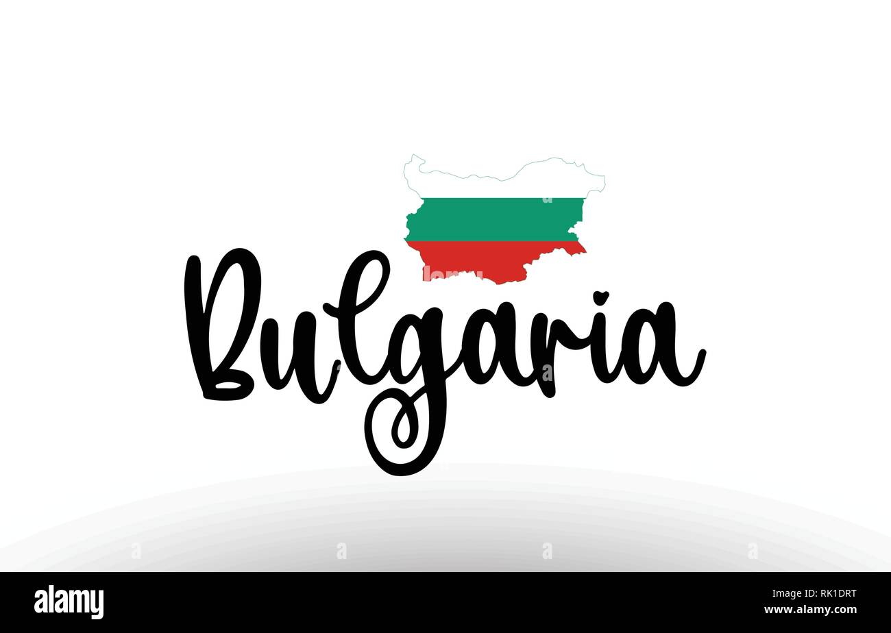 Bulgaria country big text with flag inside map suitable for a logo icon ...