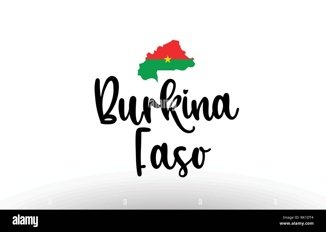 Burkina Faso Country Big Text With Flag Inside Map Suitable For A Logo