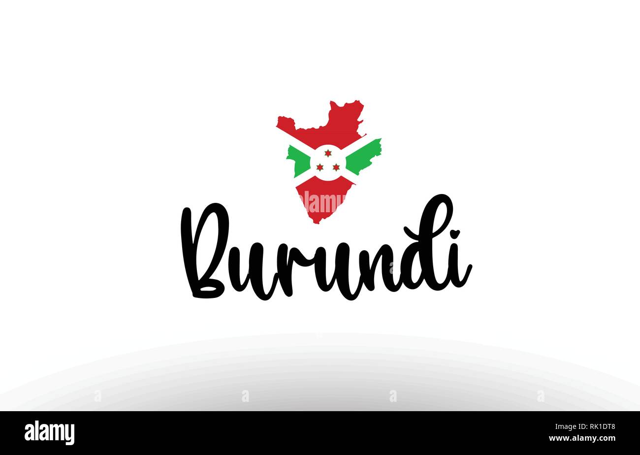 Burundi country big text with flag inside map suitable for a logo icon ...