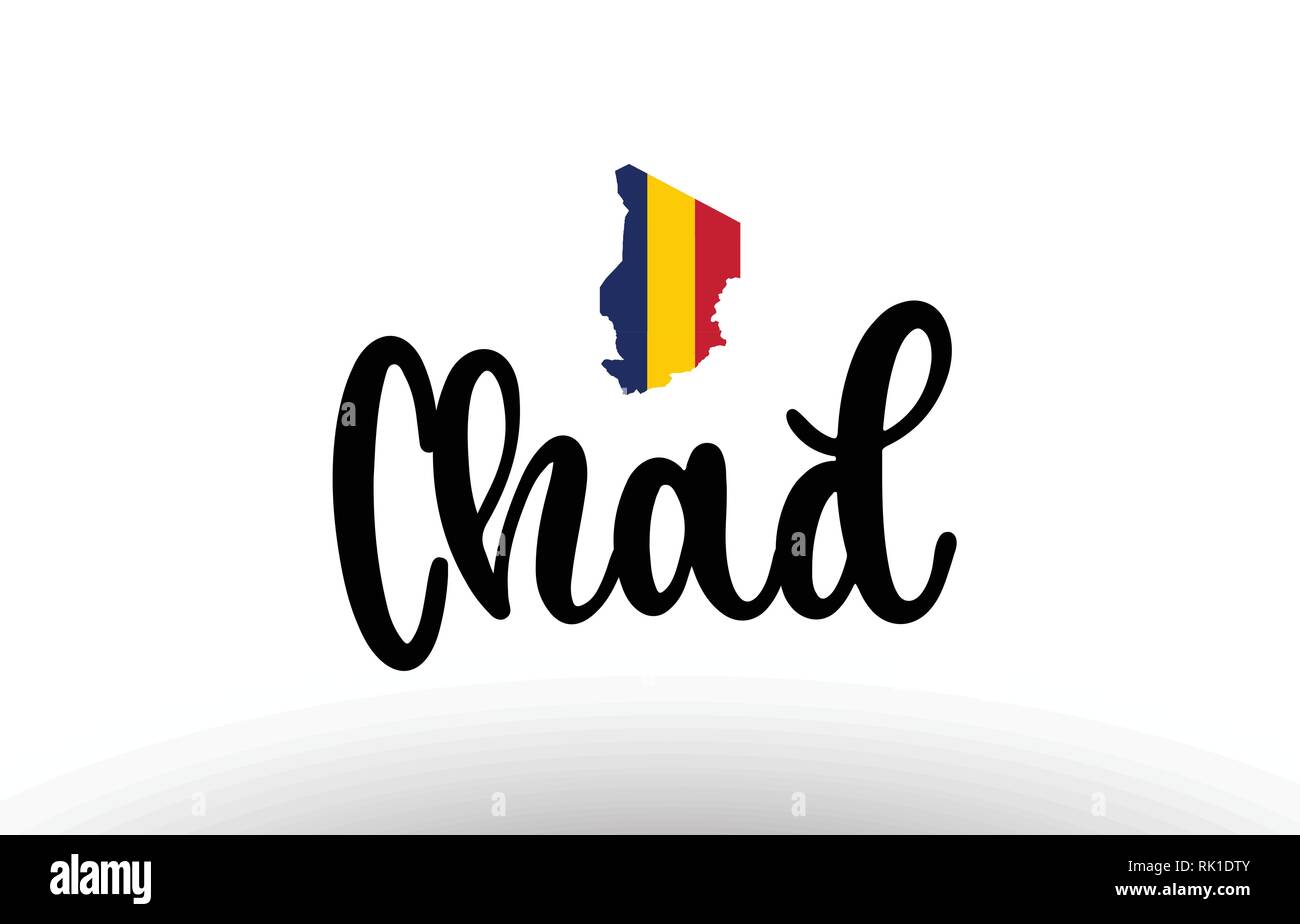 Chad country big text with flag inside map suitable for a logo icon ...