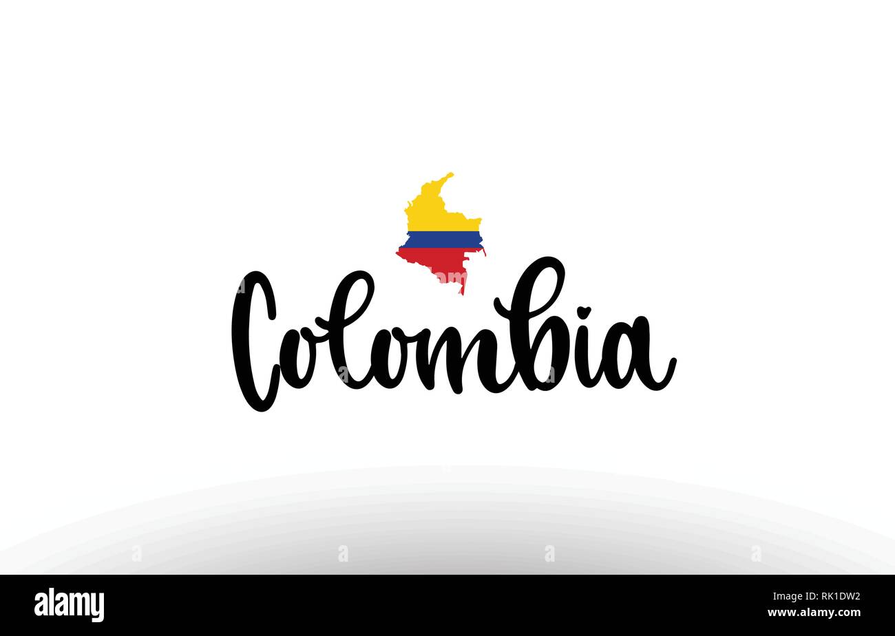 Colombia country big text with flag inside map suitable for a logo icon ...