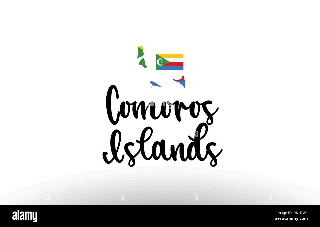Comoros Islands country big text with flag inside map suitable for a ...