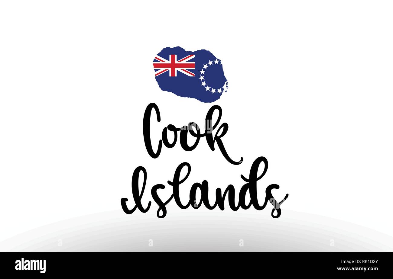 Cook Islands country big text with flag inside map suitable for a logo ...