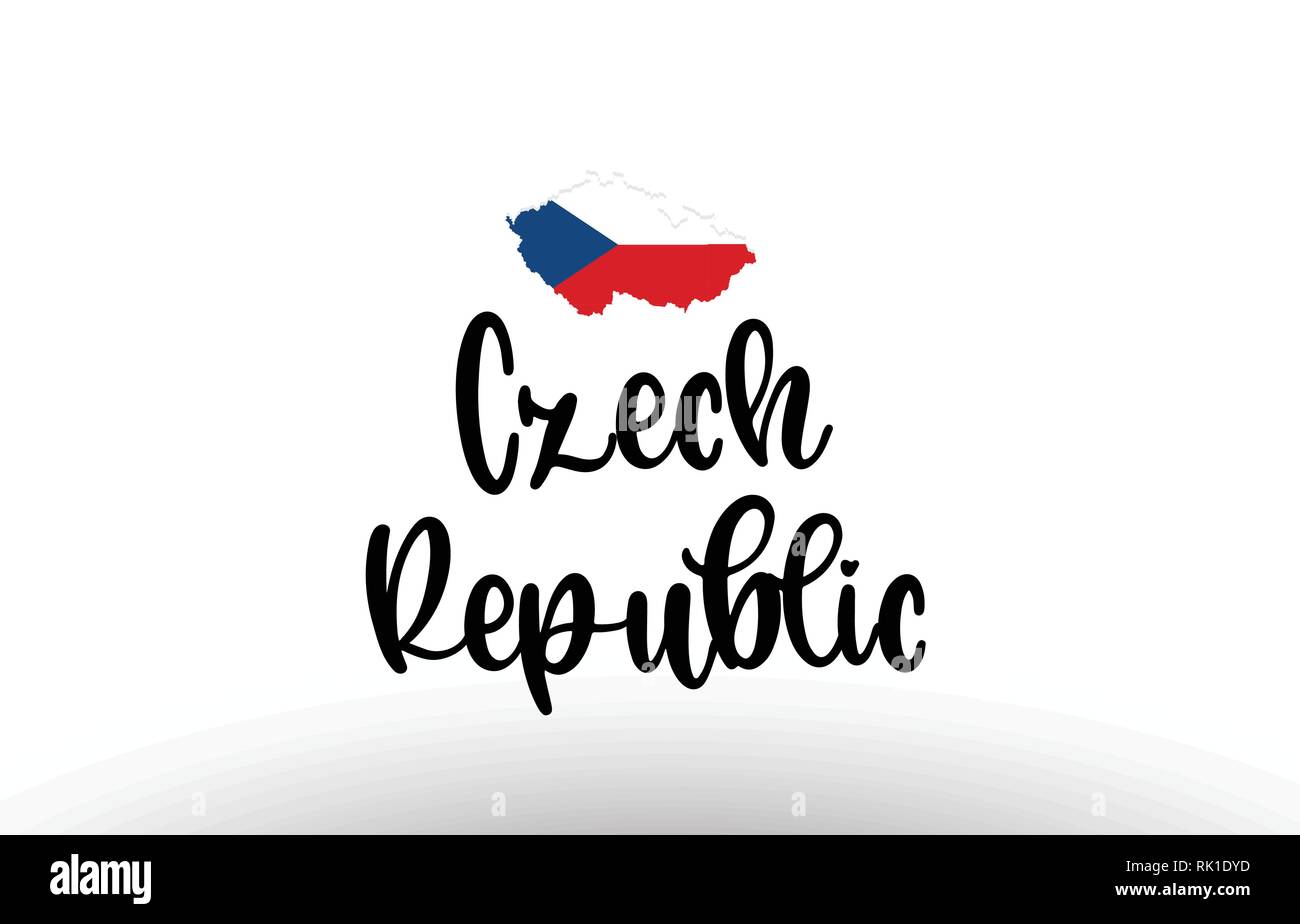The Czech Republic country big text with flag inside map suitable for a ...