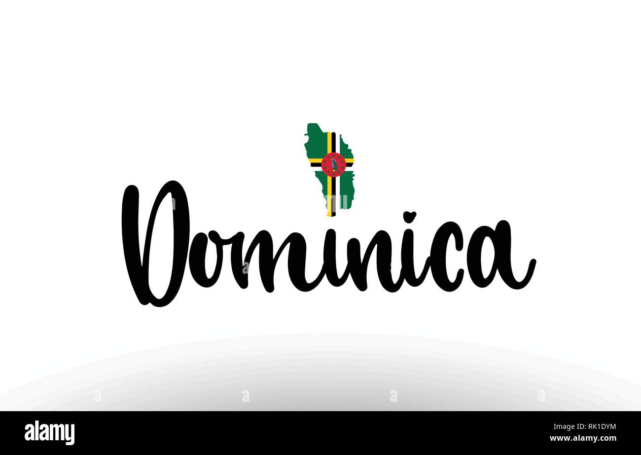 Dominica country big text with flag inside map suitable for a logo icon ...
