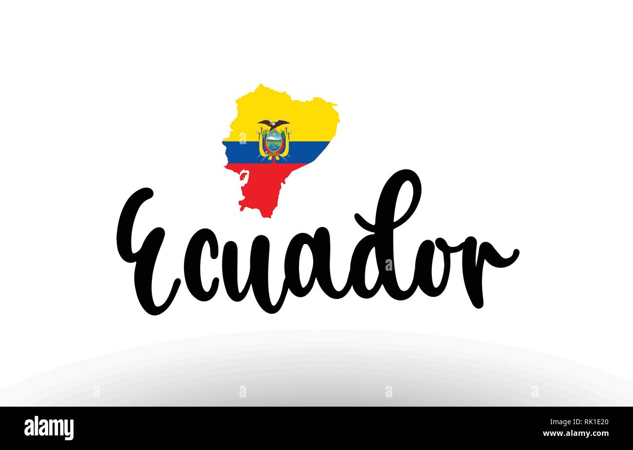 Ecuador country big text with flag inside map suitable for a logo icon ...