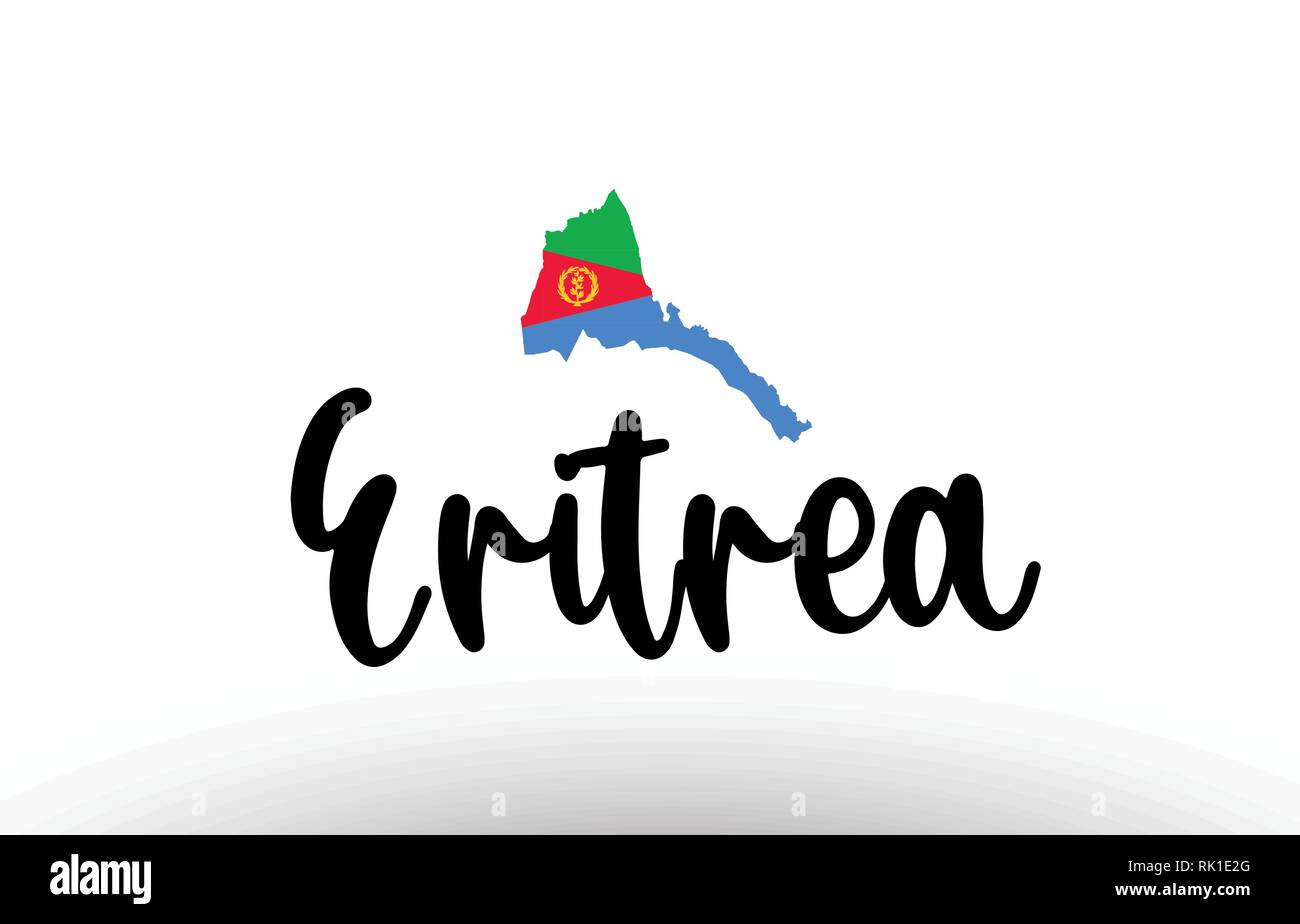 Eritrea country big text with flag inside map suitable for a logo icon ...