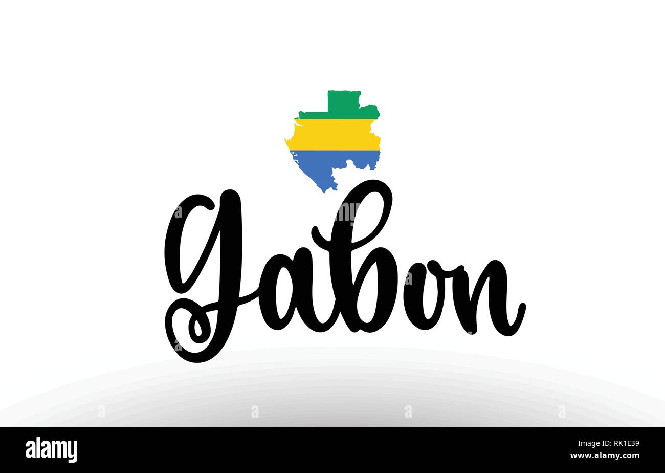 Gabon country big text with flag inside map suitable for a logo icon ...