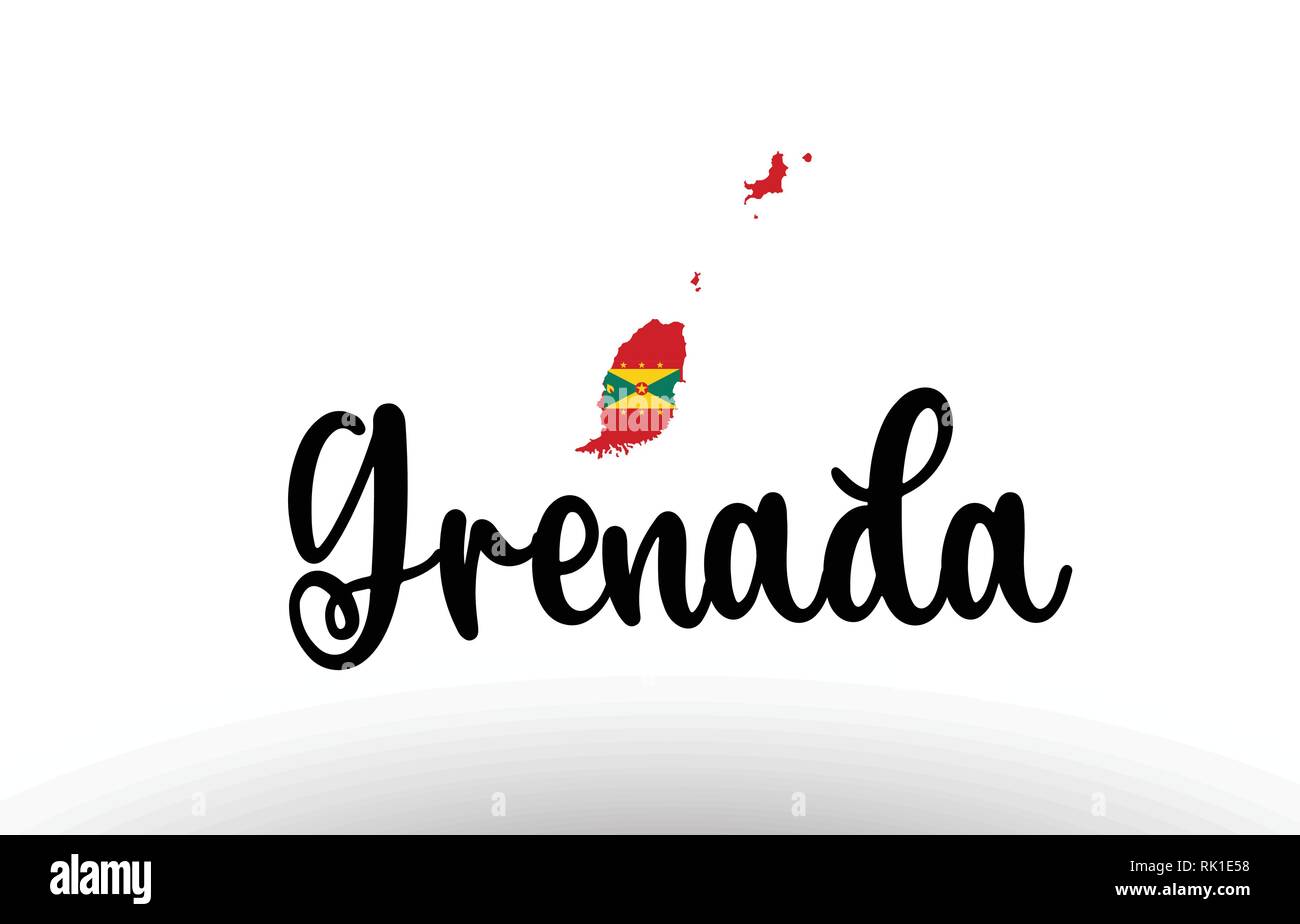 Grenada country big text with flag inside map suitable for a logo icon ...