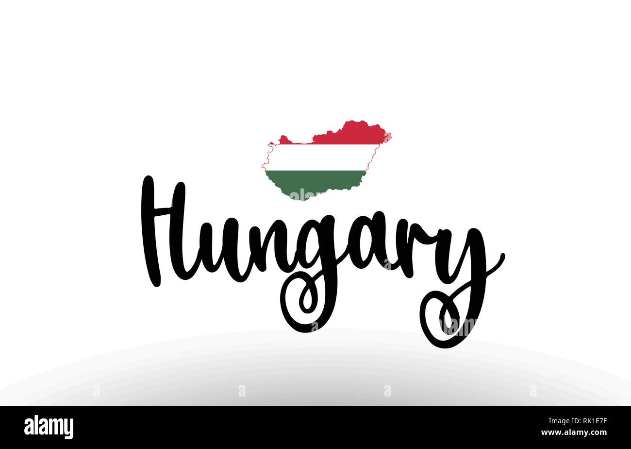 Hungary country big text with flag inside map suitable for a logo icon ...