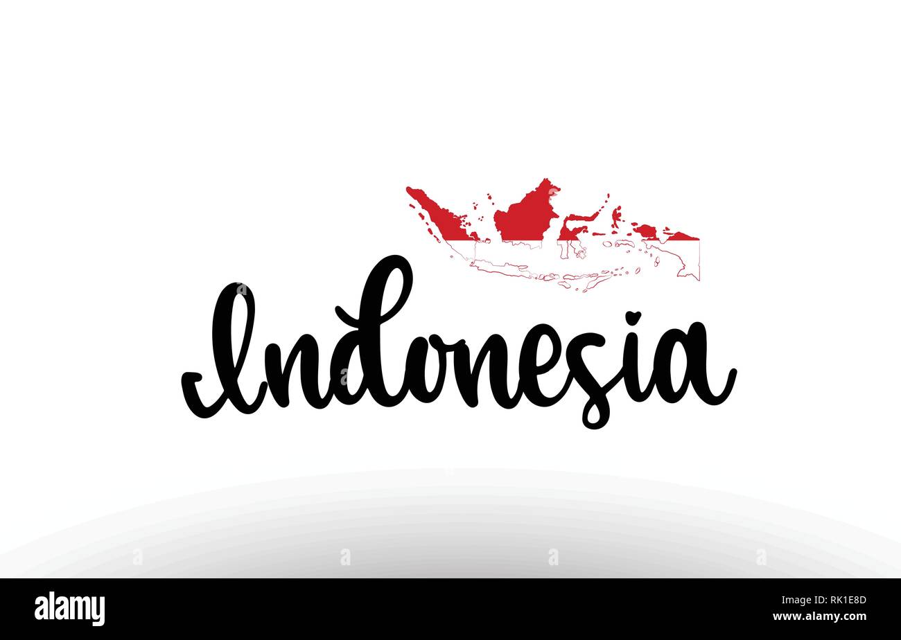 Indonesia country big text with flag inside map suitable for a logo ...