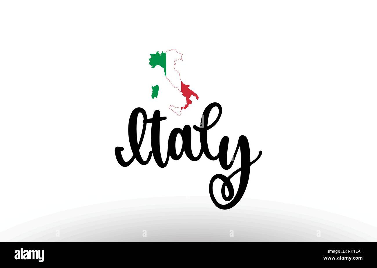 Italy country big text with flag inside map suitable for a logo icon ...