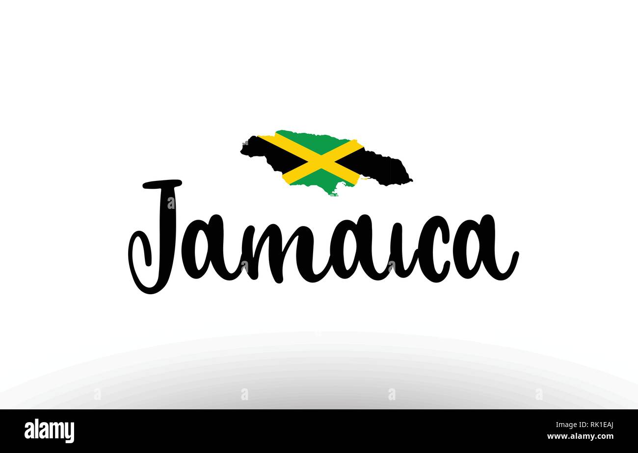 Jamaica country big text with flag inside map suitable for a logo icon ...