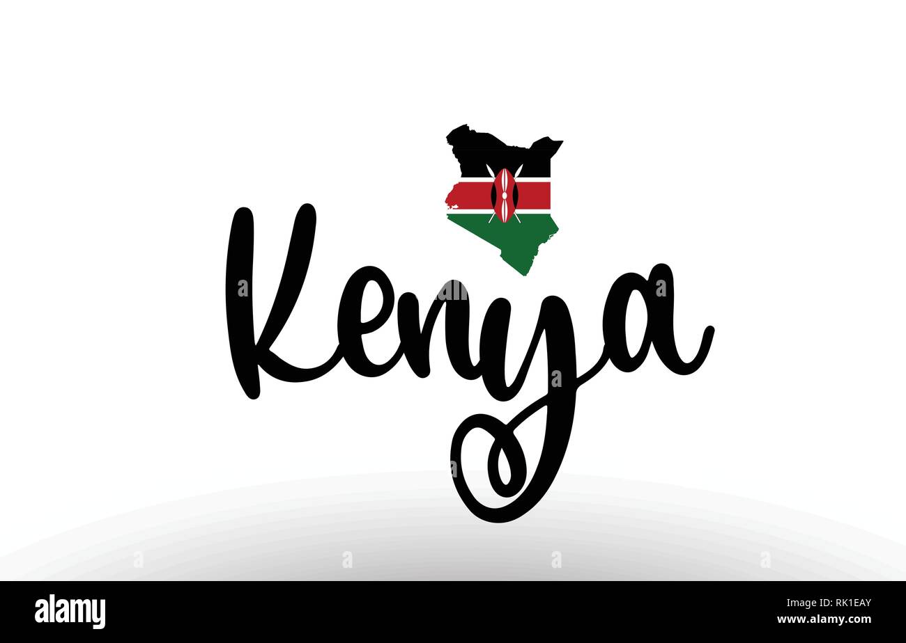 Kenya country big text with flag inside map suitable for a logo icon ...