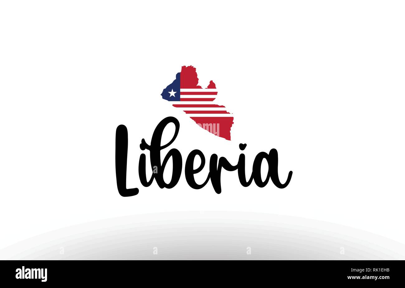 Liberia country big text with flag inside map suitable for a logo icon ...