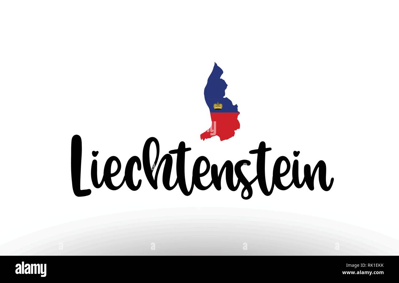 Liechtenstein country big text with flag inside map suitable for a logo ...