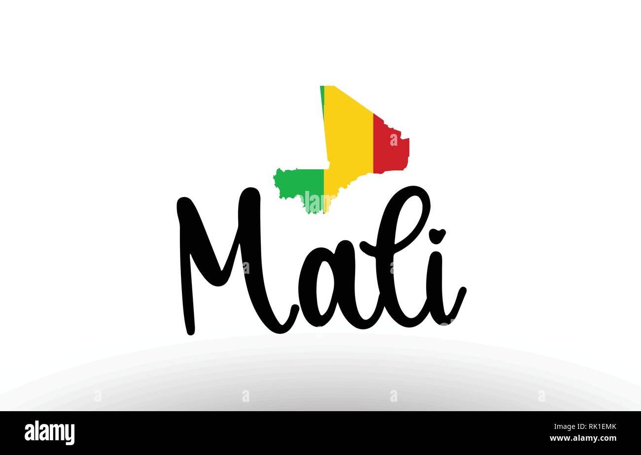 Mali country big text with flag inside map suitable for a logo icon ...