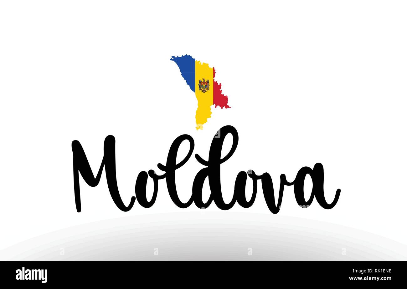 Moldova country big text with flag inside map suitable for a logo icon ...