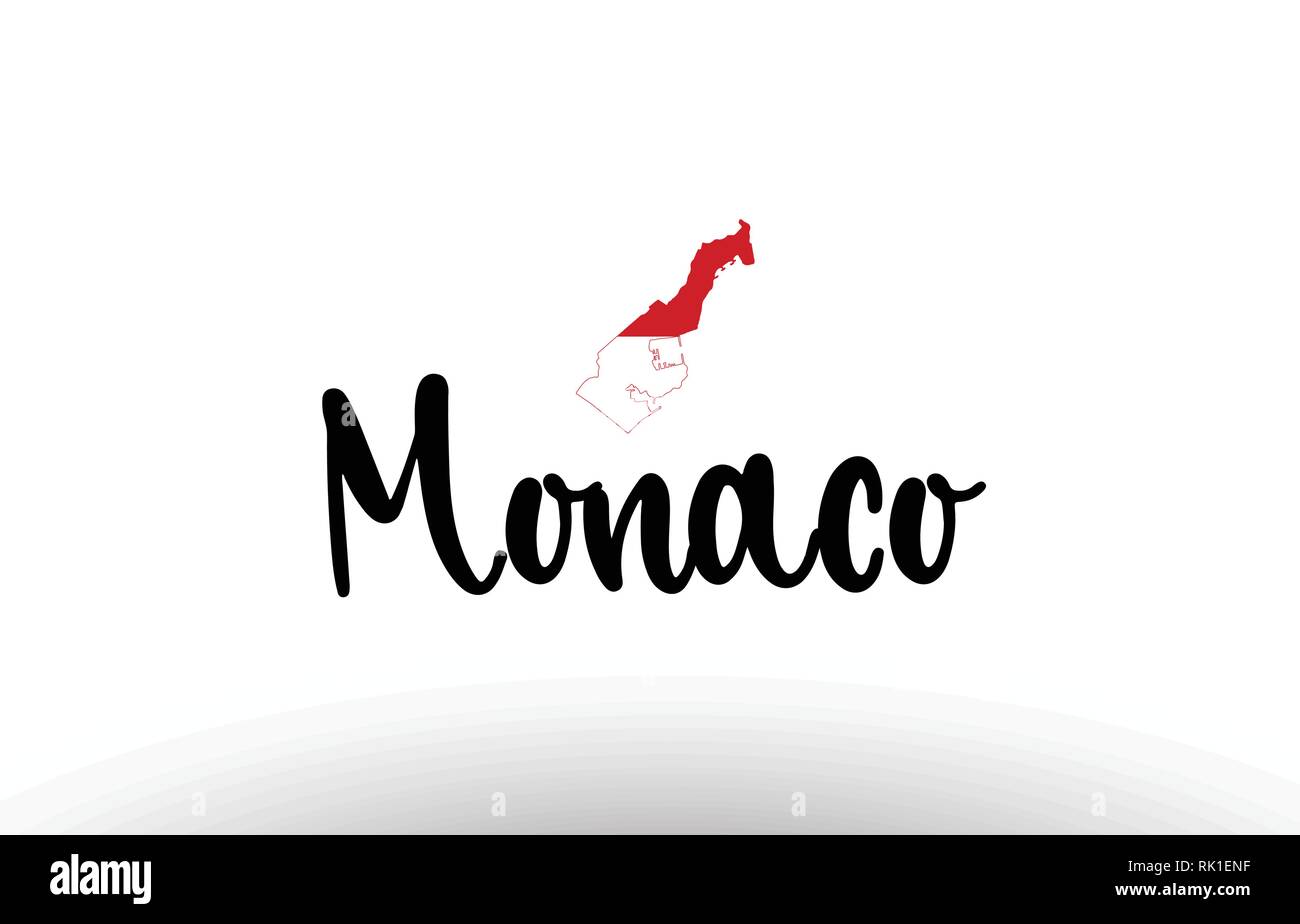 Monaco country big text with flag inside map suitable for a logo icon ...