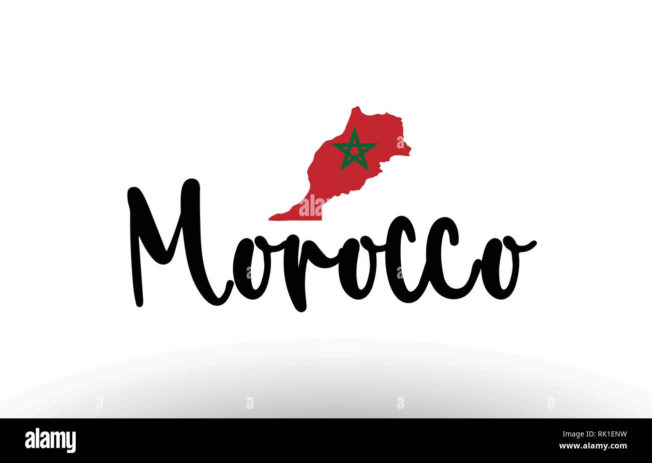 Morocco country big text with flag inside map suitable for a logo icon ...
