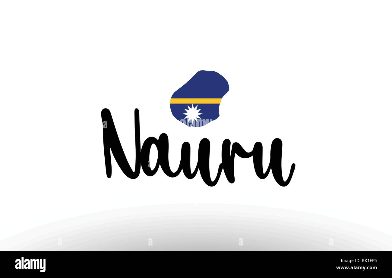 Nauru country big text with flag inside map suitable for a logo icon ...