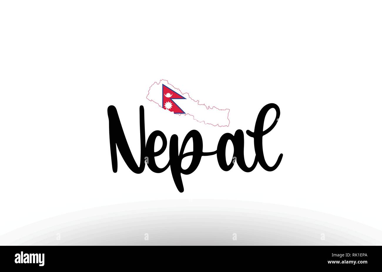 Nepal country big text with flag inside map suitable for a logo icon ...