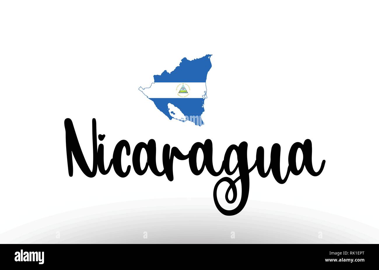 Nicaragua country big text with flag inside map suitable for a logo ...