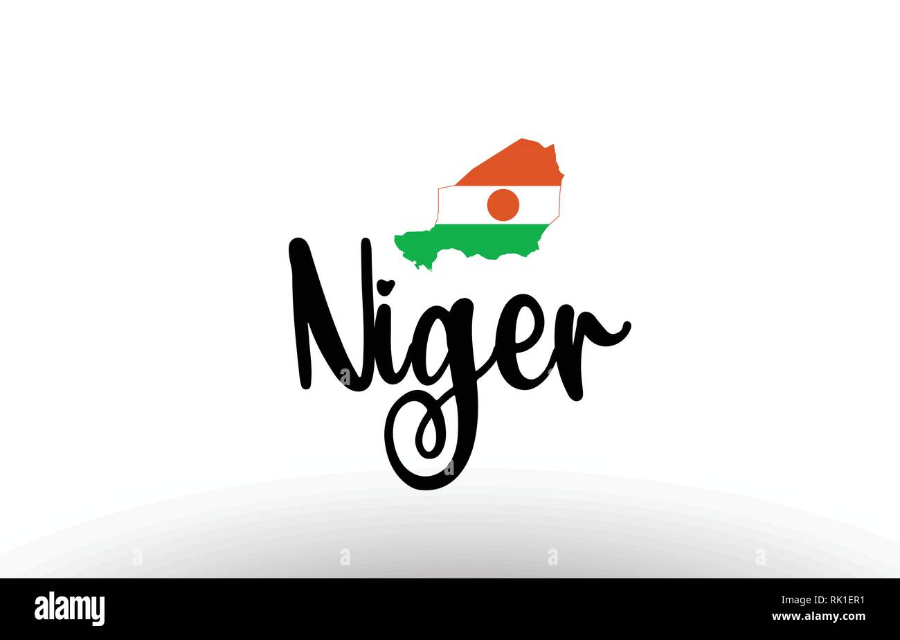 Niger country big text with flag inside map suitable for a logo icon ...