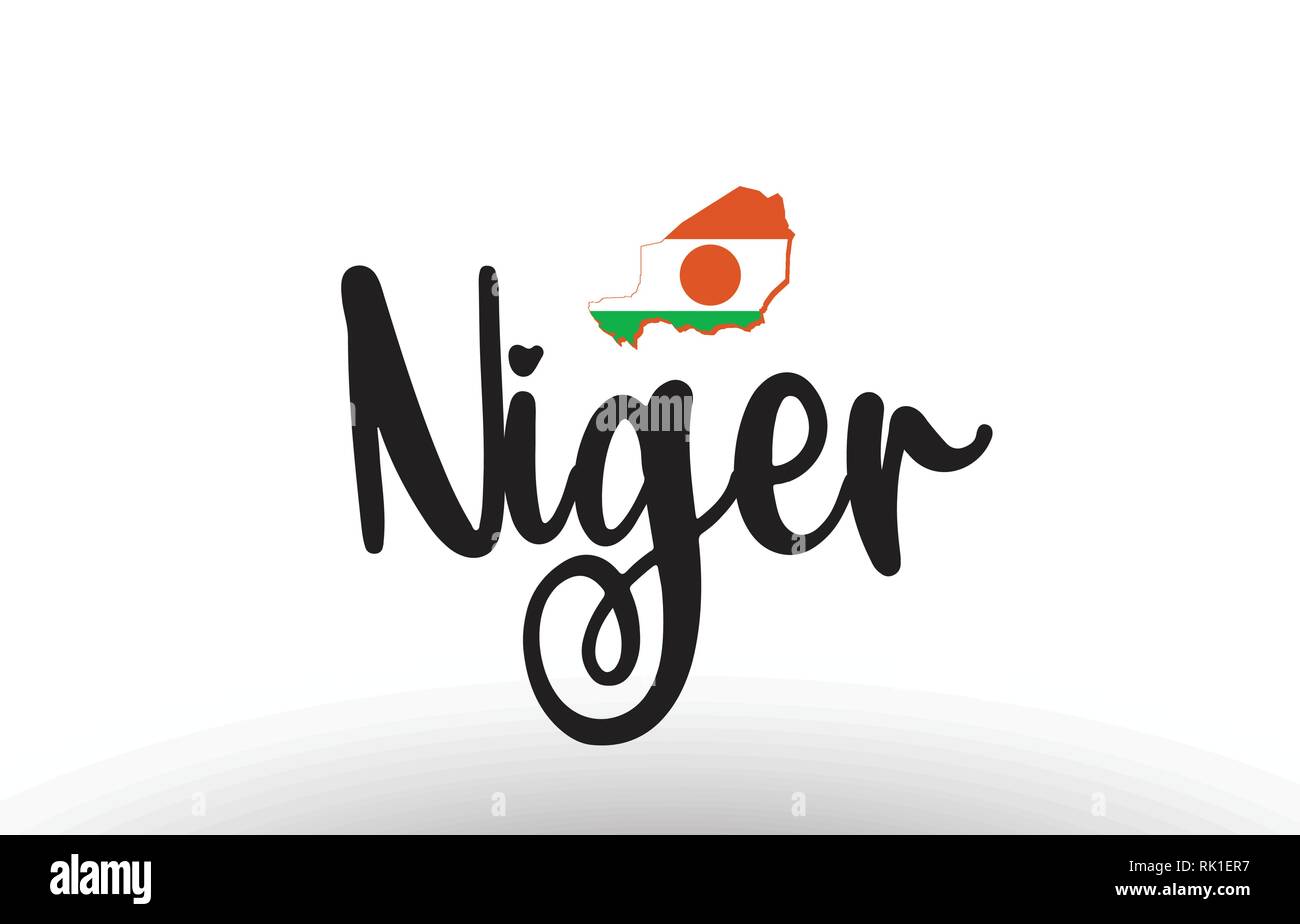 Niger country big text with flag inside map suitable for a logo icon ...