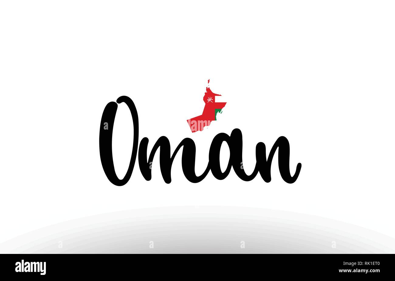 Oman country big text with flag inside map suitable for a logo icon ...