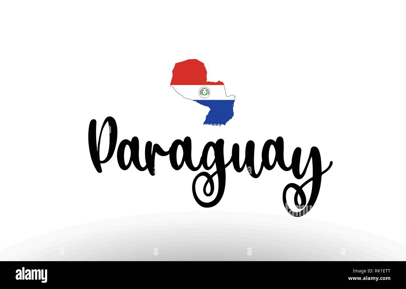 Paraguay country big text with flag inside map suitable for a logo icon ...