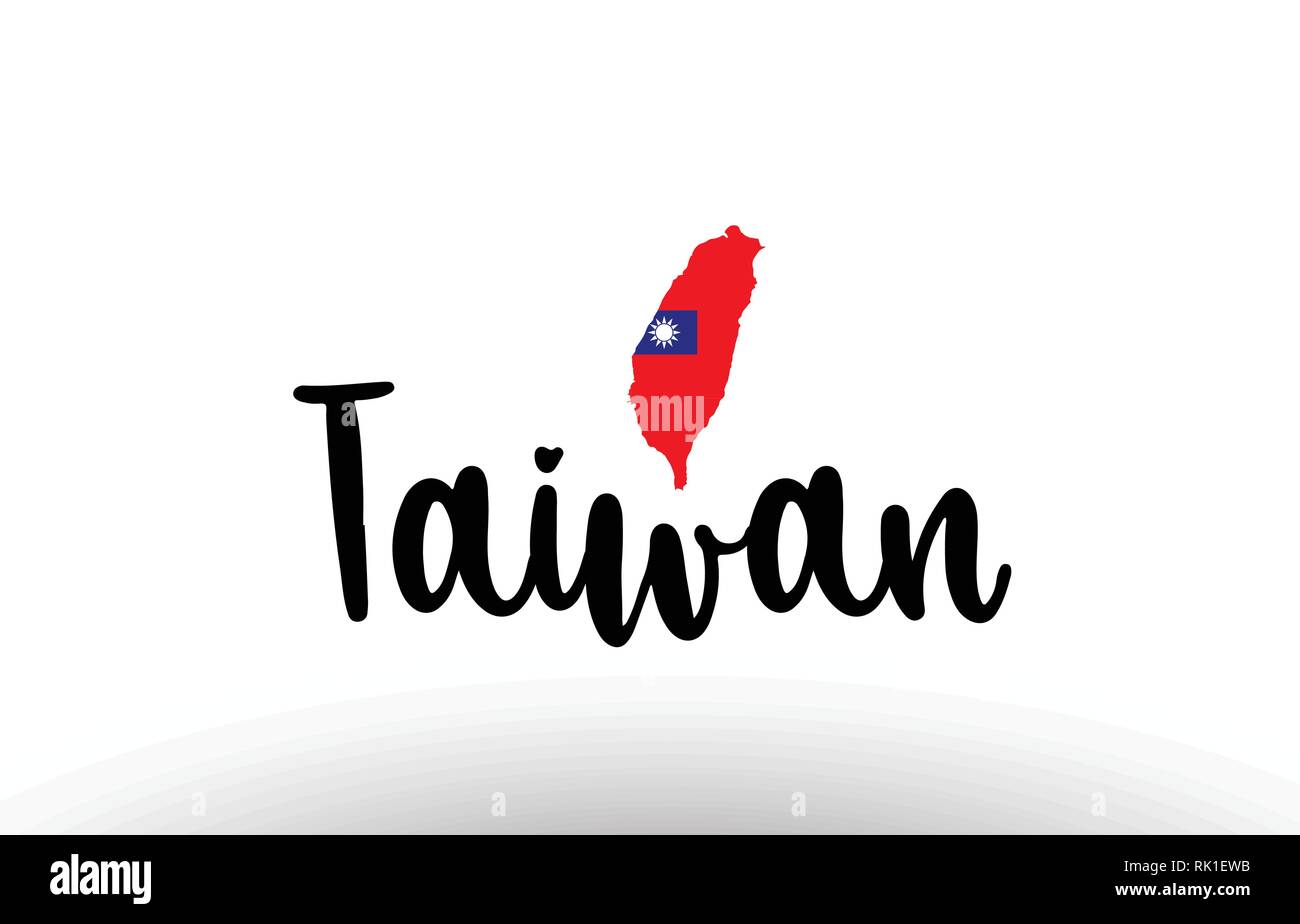 Taiwan country big text with flag inside map suitable for a logo icon ...